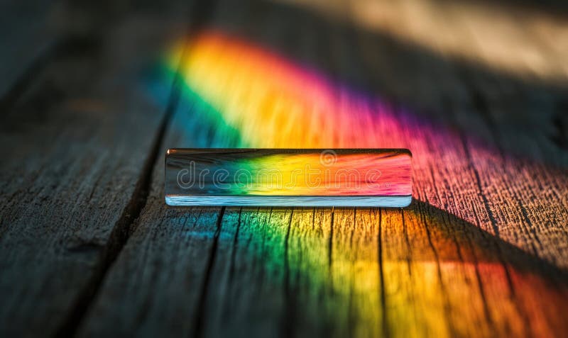 Light Dispersion through a Prism Creates a Vibrant Rainbow on Rustic ...
