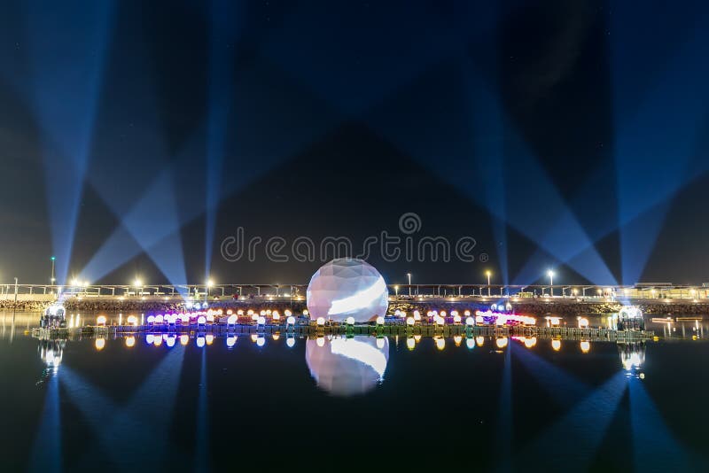 Light Display at the Darwin Waterfront Stock Photo - Image of liquid ...
