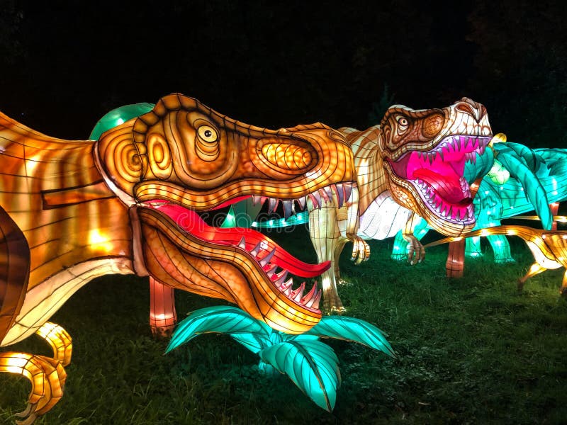 Two T-rex Dinosaurs Light Display at China Lights in Hales Corner ...