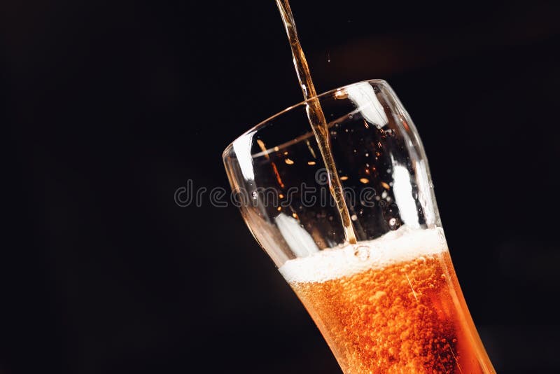 Light Draft Cold Beer Pour in Glass from Crane in Pub Stock Photo ...