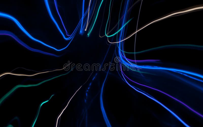 Light Drawings on Black Background. Lines on a Spiral Stock Image ...