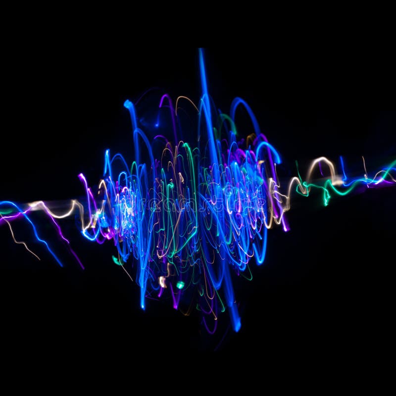 Light Drawings on Black Background. Lines on a Spiral Stock Image ...