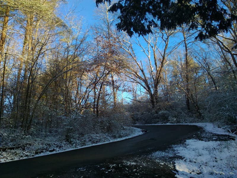 Snowy Stream stock image. Image of cloud, winter, tree - 106708891