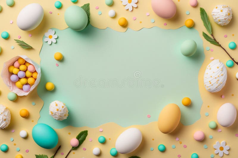 Light Easter Background in Pastel Colors. Template for Design. Mock Up ...