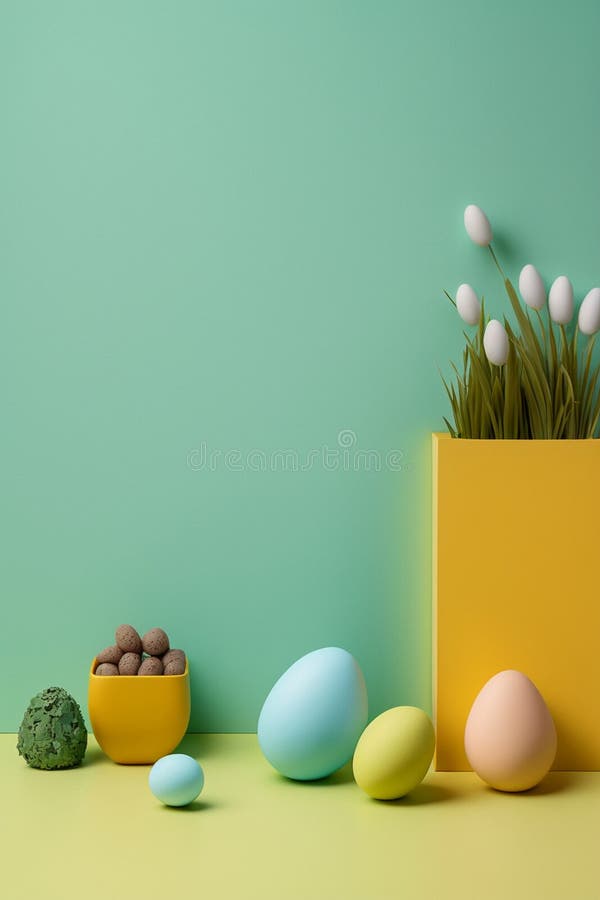 Light Easter Background in Pastel Colors. Template for Design. Mock Up ...