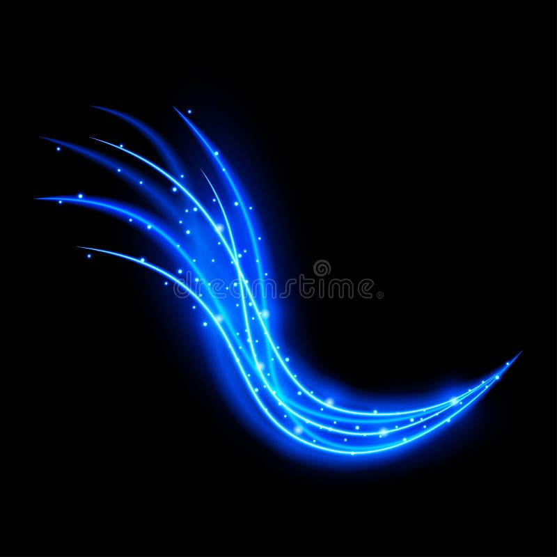 Light Effect with Curve Trail and Blue Sparkles Stock Vector ...
