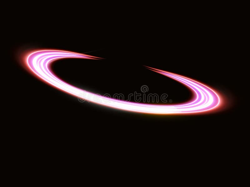 Light Effect of a Curved Pink-white Line. Glowing Red Circle. White ...