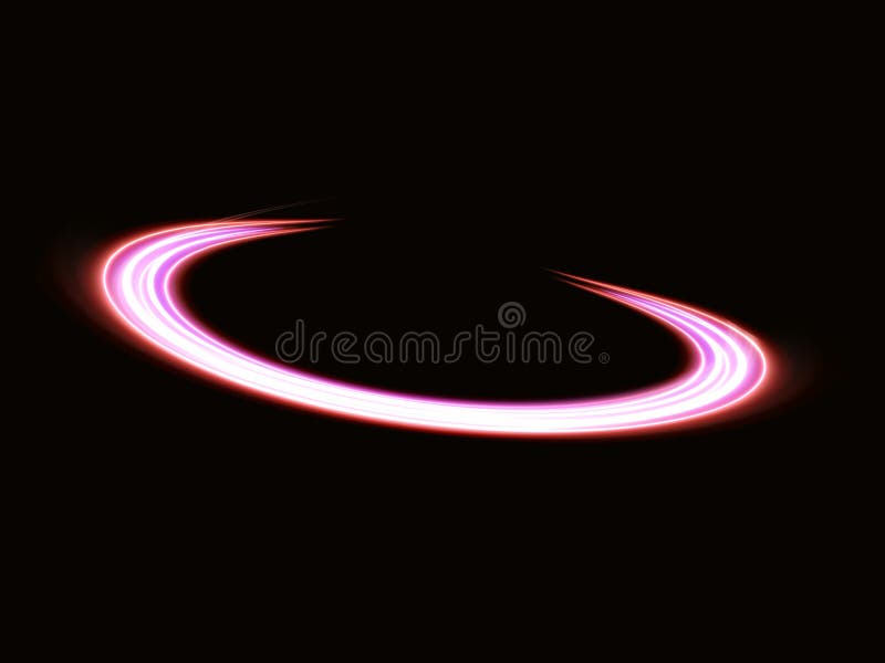 Light Effect of a Curved White-red Line. Glowing Red Circle Stock ...