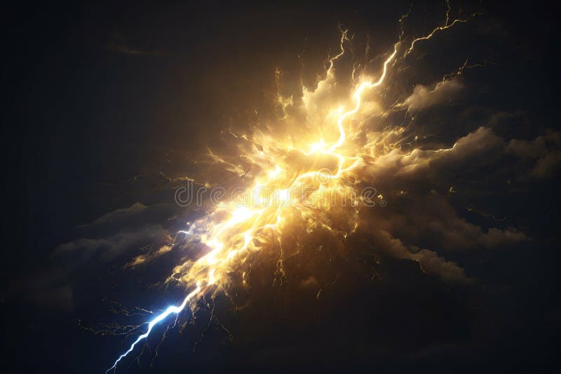 Light Effect of Gold Flash with Lightning Stock Illustration ...