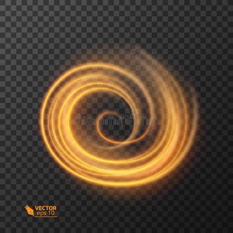 Light Effect Line Gold Vector Circle. Glowing Light Fire Ring Trace ...
