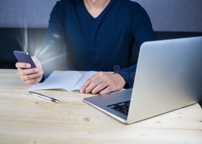 Light Effect from Mobile Phone, Notification from Study and Work Stock ...