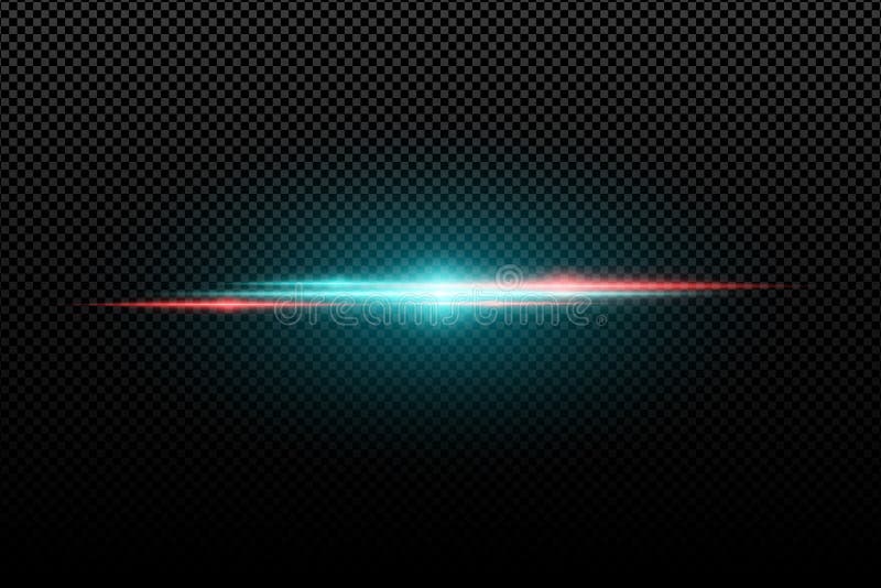 Light Effect on a Transparent Background. Horizontal Red an Blue Flash ...