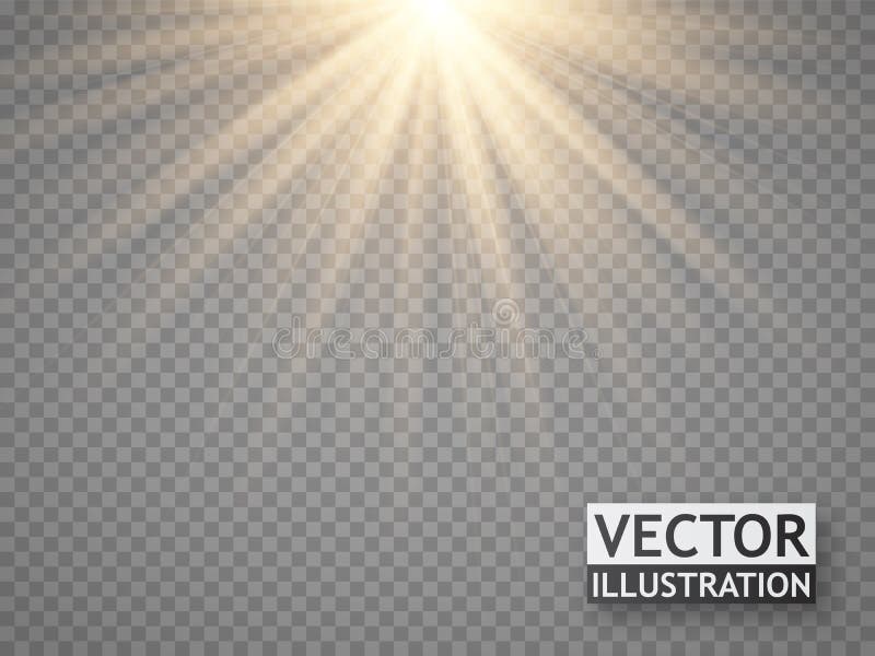Light Effect. Warm Sun Beams Isolated on Transparent Background Stock ...