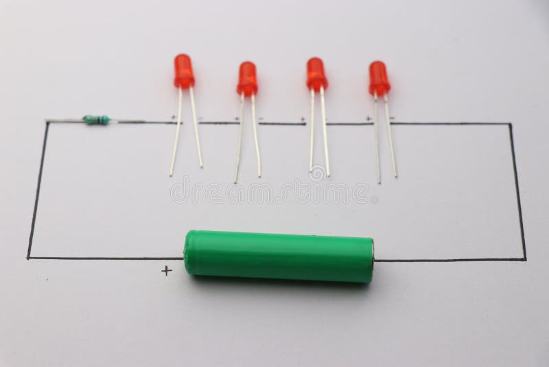 Light Emitting Diode or LED Connected Using Connection Lines. Simple ...