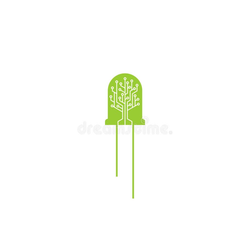 Light Emitting Diode LED Logo, Technology Tree Inside LED Light. Stock ...