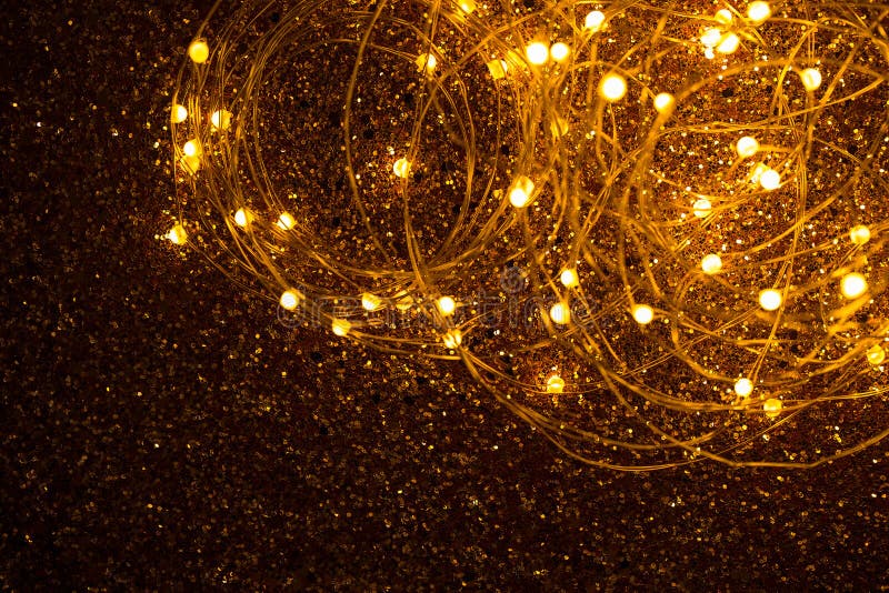 Light-emitting Diodes on a Wire, Christmas Lights Arranged on a Shiny ...