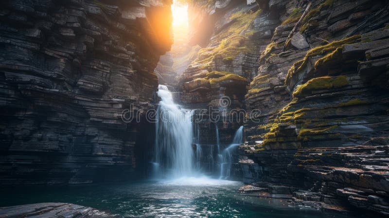 Light Emitting Waterfall stock image. Image of rocky - 314431701