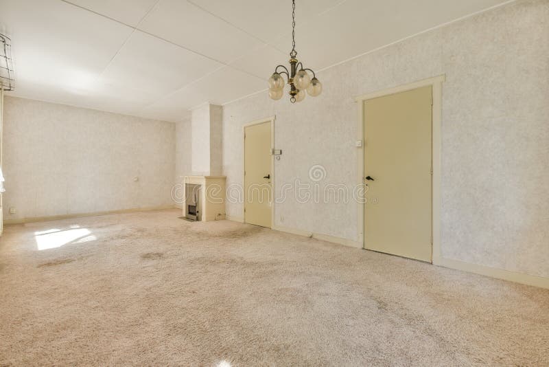 Light Empty Room with Fireplace, Window and Radiator Stock Photo ...