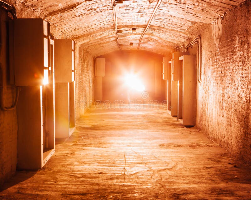 Light at the End of Industrial Corridor Stock Image - Image of ...