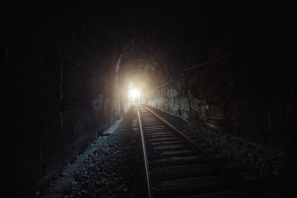 Light at the End of Railroad Tunnel Stock Image - Image of rock, subway ...