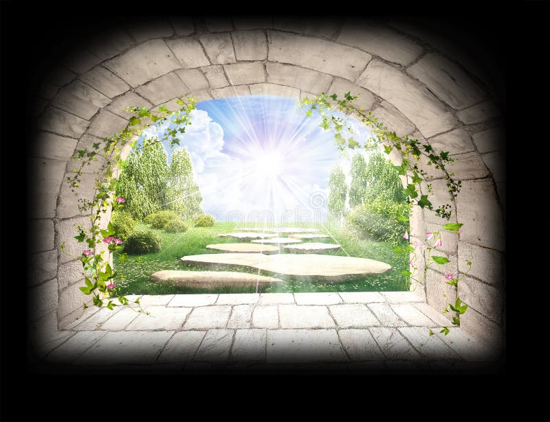 Light at the end of tunnel stock illustration. Illustration of grass ...