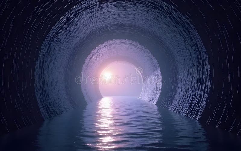 Light at the End of Tunnel Reflecting on Water Surface Stock ...