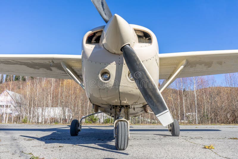 Light-engine Propeller Aircraft Front View Stock Image - Image of ...