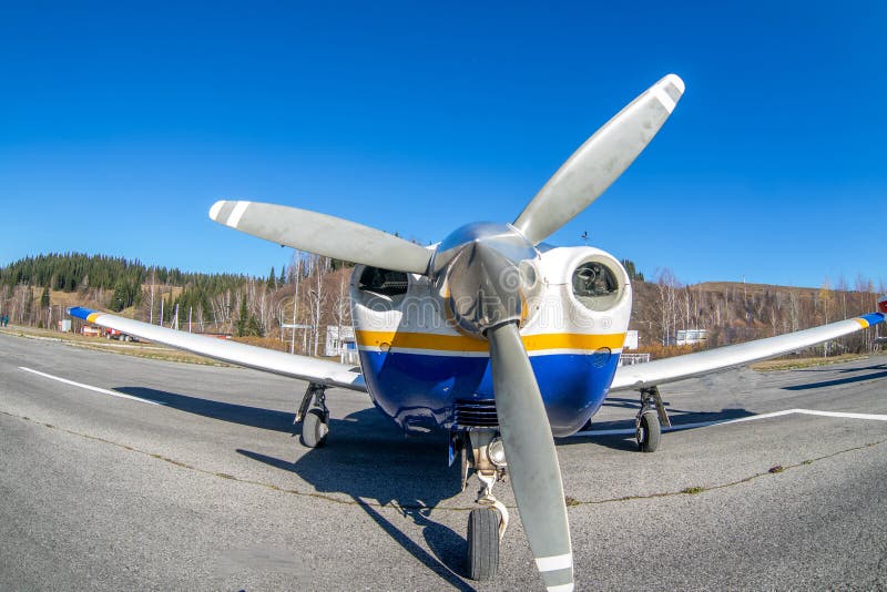 Light-engine Propeller Aircraft Front View Stock Image - Image of ...