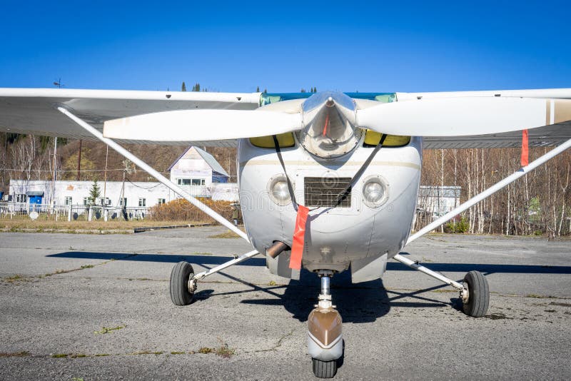 Light-engine Propeller Aircraft Front View Stock Photo - Image of show ...