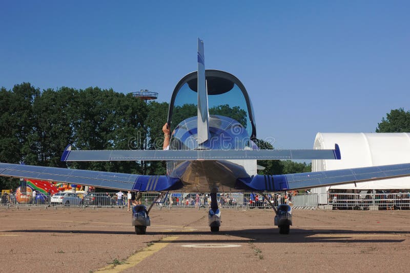 Light-engine Training Aircraft on the Runway. Back View Stock Image ...