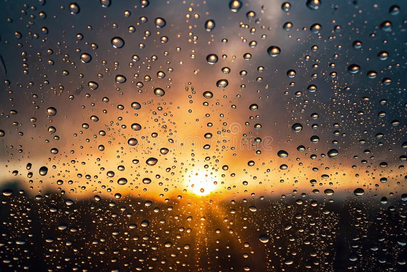 Light Explosion. Zoomed Raindrops on Illuminated Window Create an ...