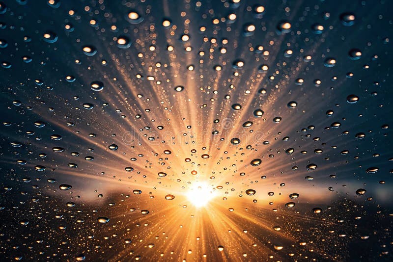 Light Explosion. Zoomed Raindrops on Illuminated Window Create an ...