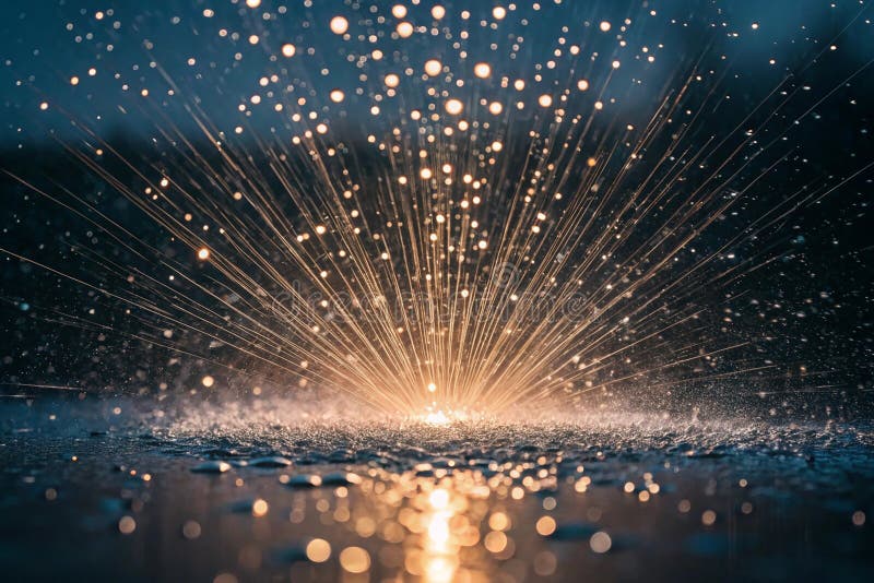 Light Explosion. Zoomed Raindrops on Illuminated Window Create an ...