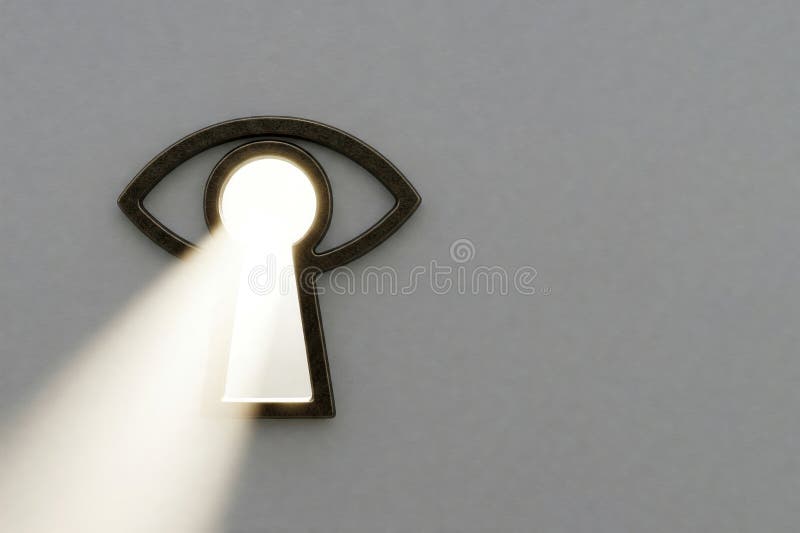 Light from an Eye-shaped Keyhole. Space for Text. Stock Image - Image ...