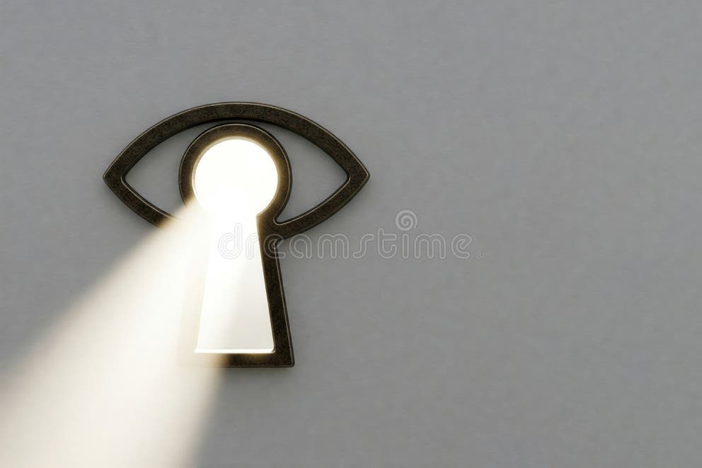 Light from an Eye-shaped Keyhole. Space for Text. Stock Image - Image ...