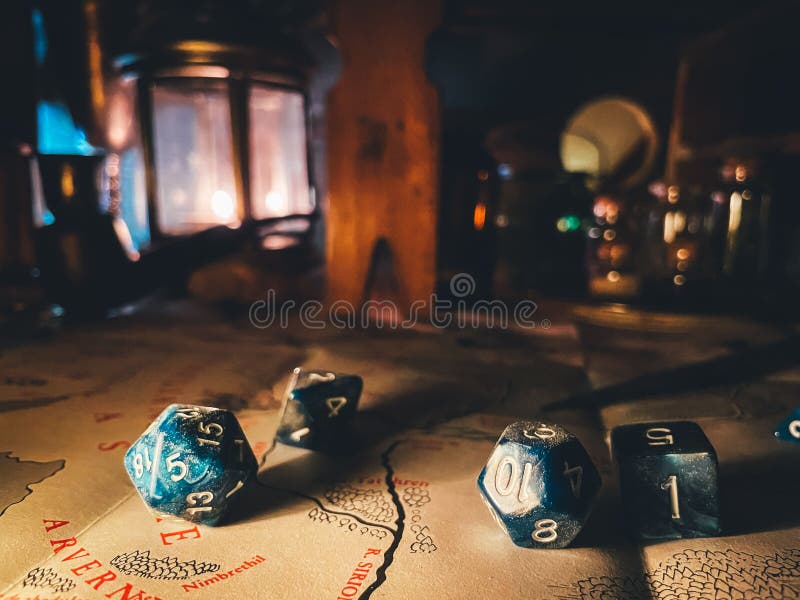 Falling on Dice on a Map on the Blurred Background Stock Image - Image ...