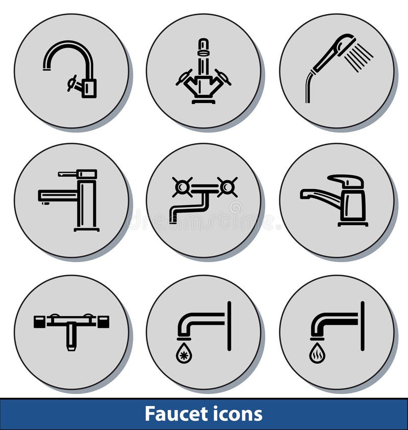 Faucet Icons Set, Flat Style Stock Vector - Illustration of garden ...