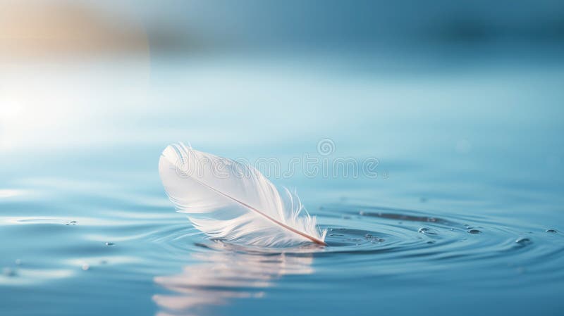 Light Feather Floating on Water Stock Illustration - Illustration of ...