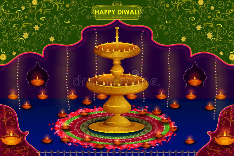 Light Festival of India Happy Diwali Celebration Background Stock ...