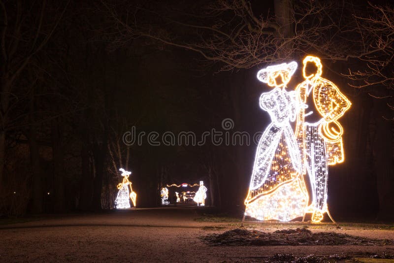Light figures installation stock image. Image of pathway - 64380467
