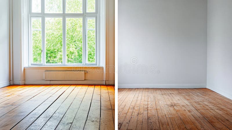 Light-filled and Bright Empty Room with Windows Stock Photo - Image of ...