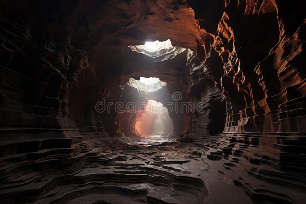 Light Filtering through a Hole in the Ceiling of a Cave Labyrinth Stock ...