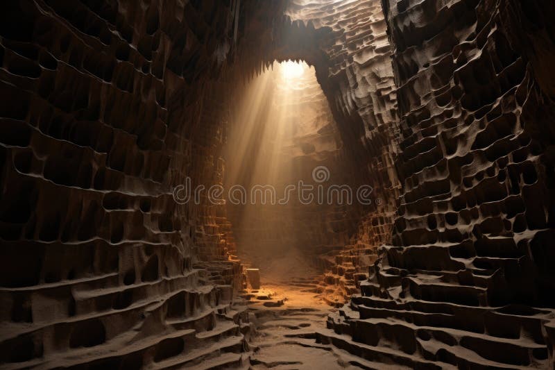Light Filtering through a Hole in the Ceiling of a Cave Labyrinth Stock ...