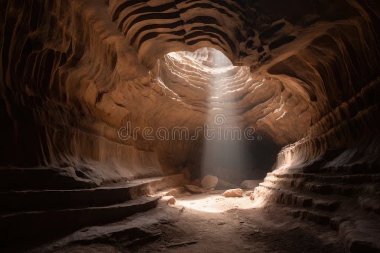 Light Filtering through a Hole in the Ceiling of a Cave Labyrinth Stock ...