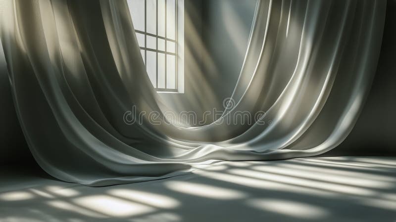 Light Filtering through Sheer White Curtains in a Sunlit Room Creates ...