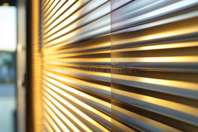 Light Filters through Blinds Creating Patterns in a Modern Interior ...