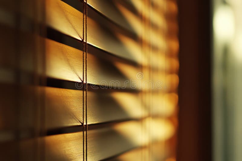 Light Filters through Closed Blinds, Creating a Soft Glow in the Room ...