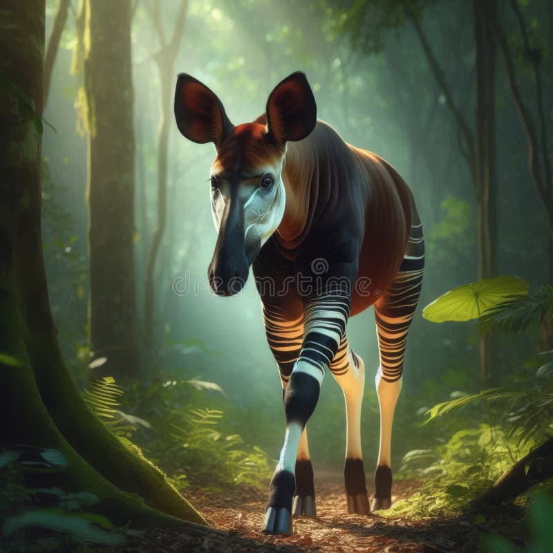 A Rare Glimpse of the Okapi Stock Illustration - Illustration of rare ...