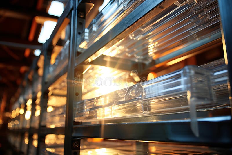 Light Filters through Transparent Containers in a Sunlit Storage Area ...