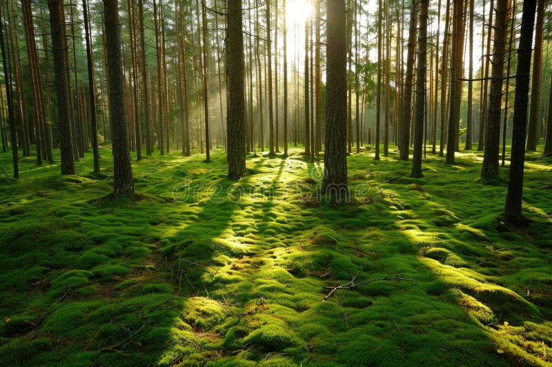 Light Filters through the Trees in the Forest on a Sunny Day Stock ...